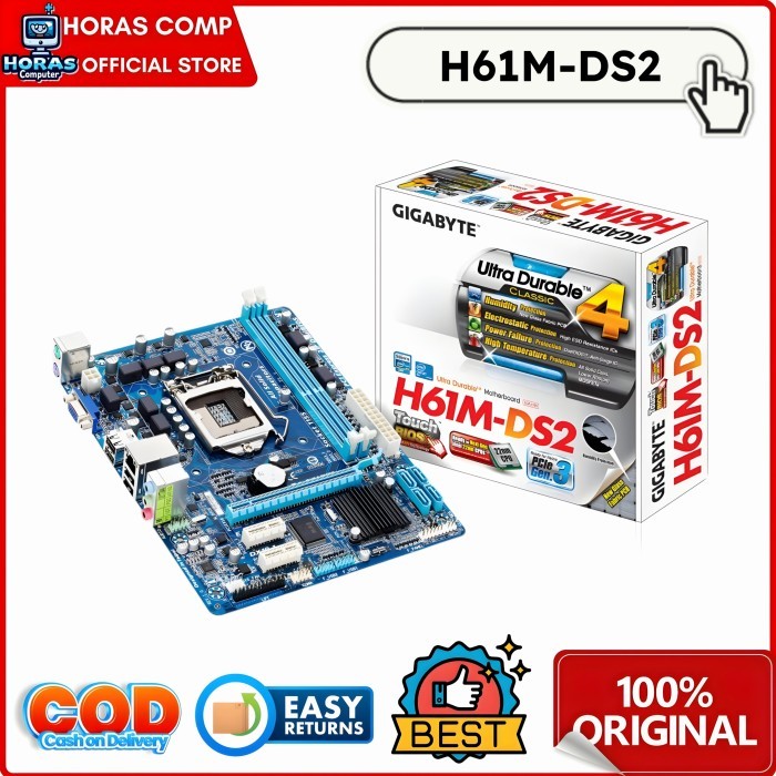 Jual Gigabyte H61M-DS2 (DVI, DDR3, PS/2, HDMI) | Shopee Indonesia