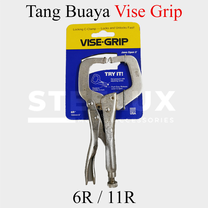 Jual Tang Buaya Klem Vise Grip 6R/11R 6"/11" Inch Inci USA Locking C Clamp Tool 150mm 280mm ...