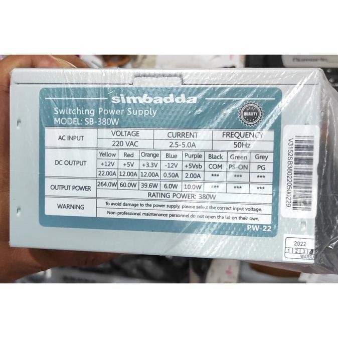 Jual Power Supply PC Simbadda 380Watt, PSU SimV loosepack (Copotan ...
