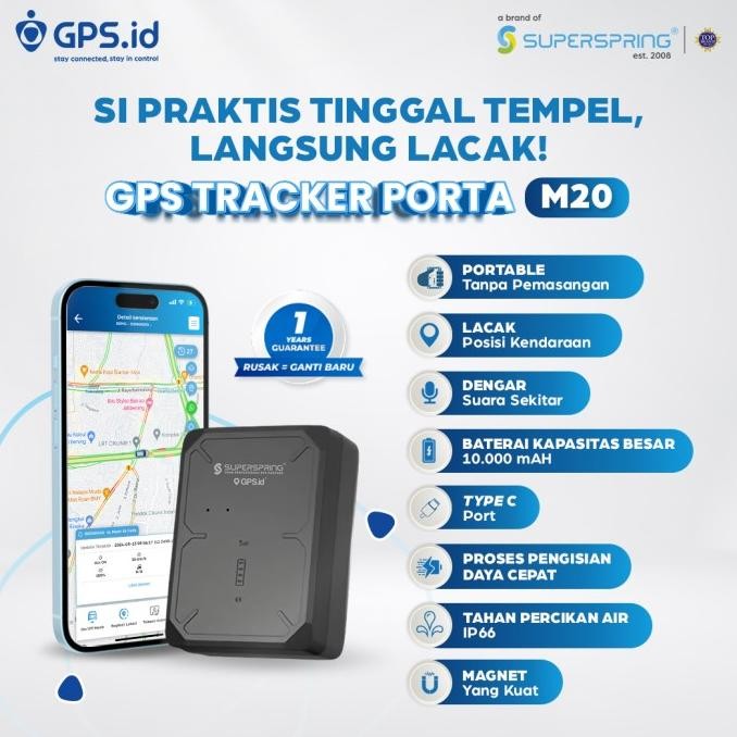 Jual Gps Tracker Portable Superspring M-20, Pelacak Kendaraan/Container | Shopee Indonesia