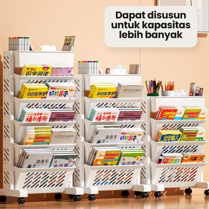 Jual MEGAM RAK BUKU RODA TROLI RAK SUSUN PENYIMPANAN ALAT KANTOR HSB624 ...