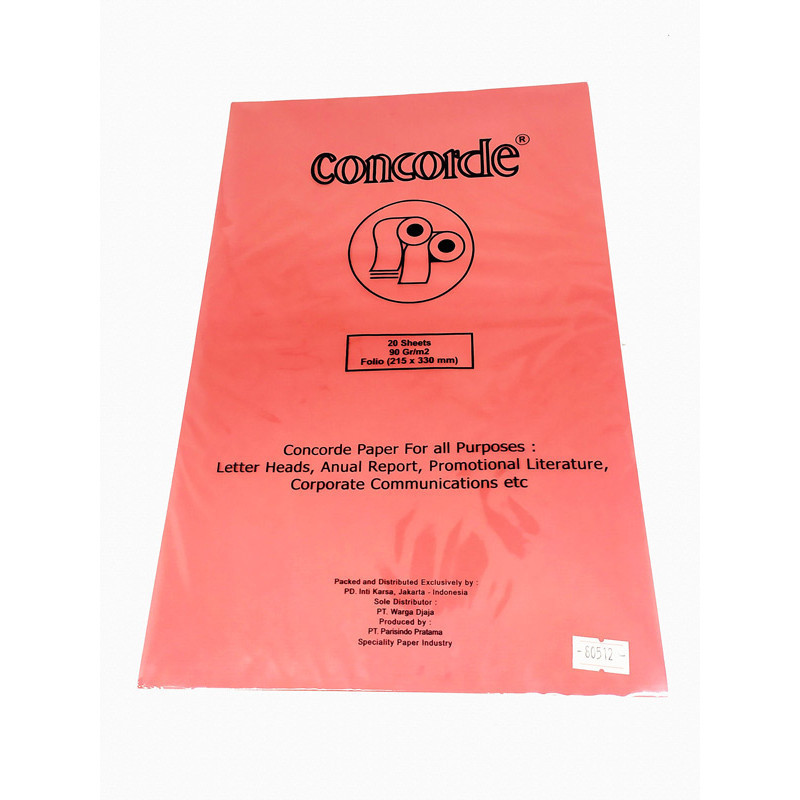 Jual Concorde Laid F4 90 Gsm Kertas Folio Warna Merah | Shopee Indonesia