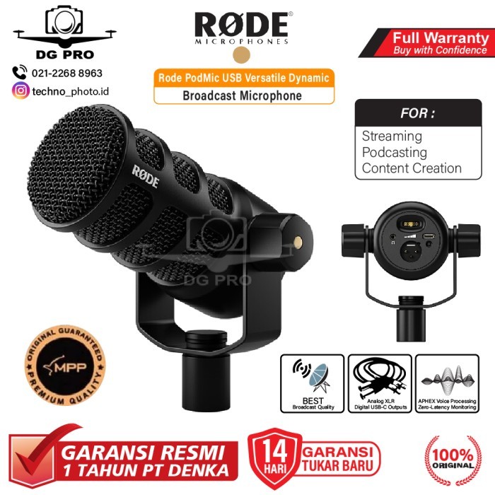 Jual Rode PodMic USB Versatile Dynamic Broadcast Microphone Pod Mic ...