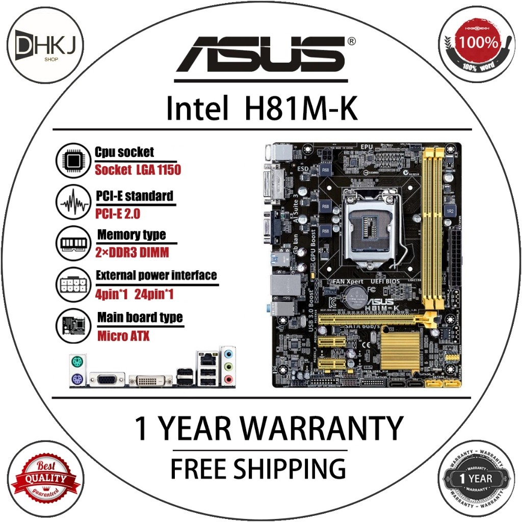 Jual Desktop ASUS H81M-K BEKAS Motherboard H81 Socket LGA 1150 i3 i5 i7 DDR3 16G Micro-ATX UEFI ...