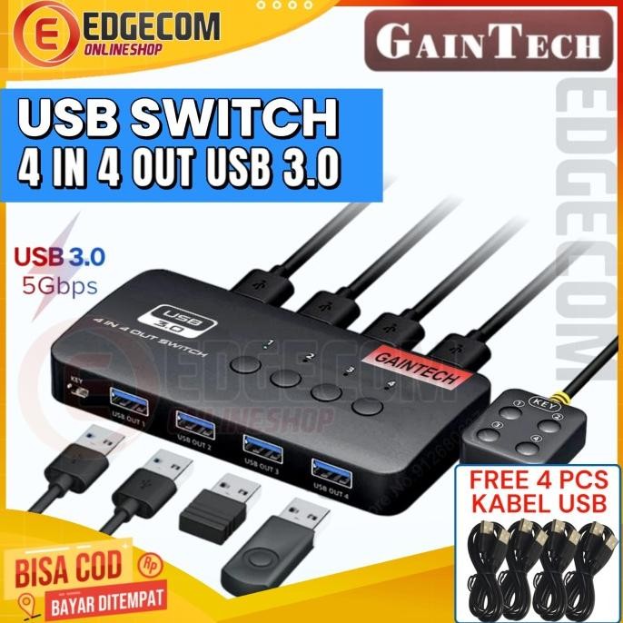 Jual GAINTECH USB 3.0 SHARING SWITCH 2 INPUT TO 4 OUTPUT / 4 INPUT TO 4 OUT | Shopee Indonesia