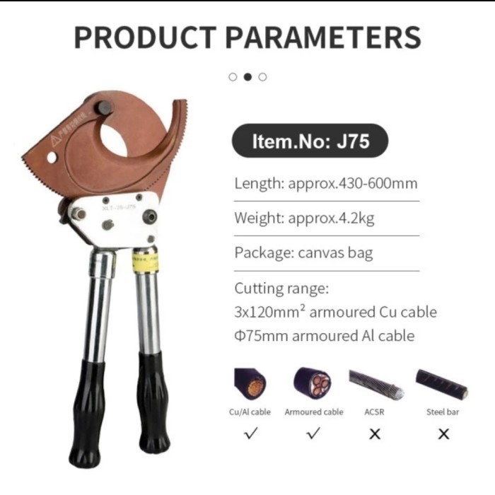 Jual Rachet CABLE CUTTER WEKA J-75 / XD-75A Tang Pemotong Cabel GERMANY ...