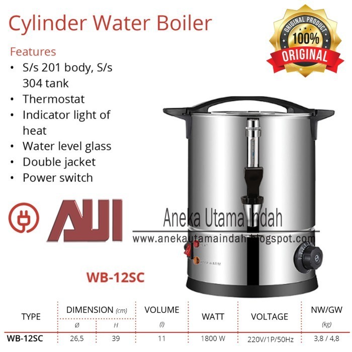 Jual Getra WB-12SC Cylinder Water Boiler Teko Pemanas Air Listrik ...