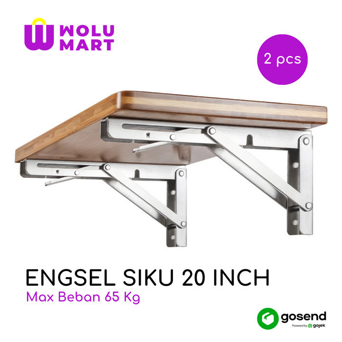 Jual Engsel Siku 20 Inch Lipat Bracket Meja dan Dinding Bobot 65 Kg 2 ...