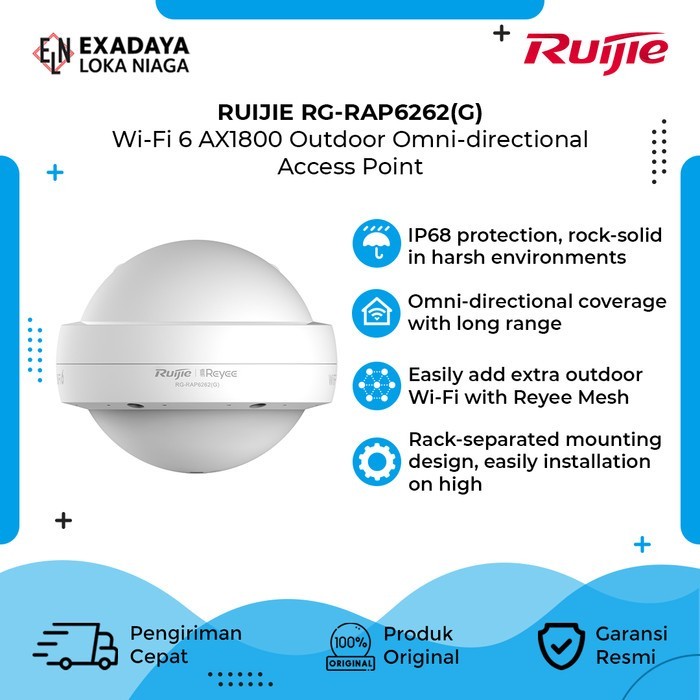 Jual Ruijie RG-RAP6262(G) , WiFi 6 AX1800 Outdoor Omni-directional ...