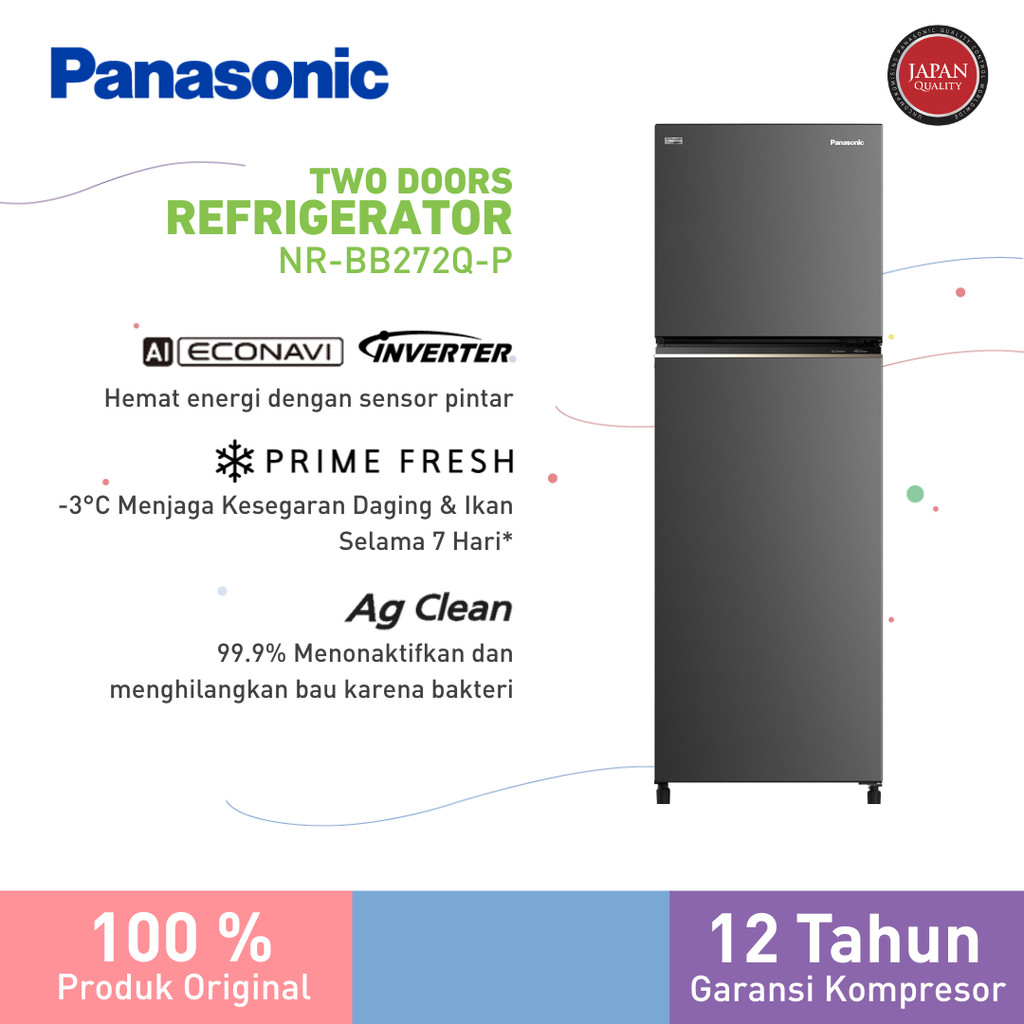 Jual Panasonic NR-BB272Q-P Kulkas 2 Pintu Inverter + Prime Fresh - Grey ...