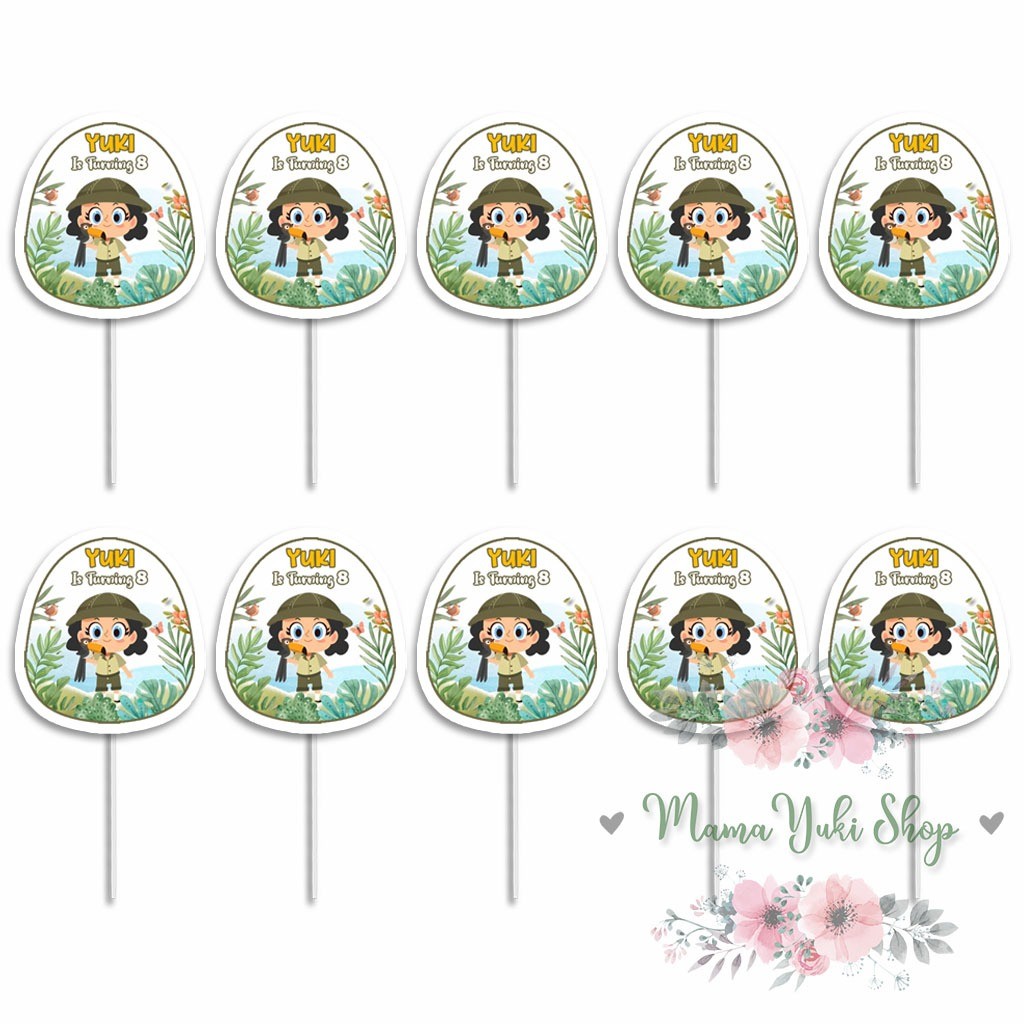 Jual Topper Cake Cupcake Costum NAMA dan UMUR GIRL IN SAFARI | Shopee ...
