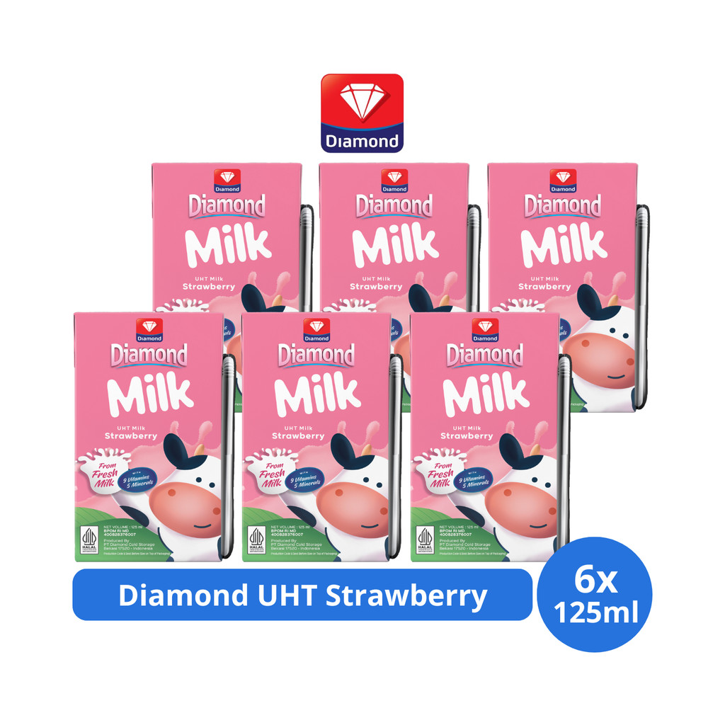 Jual Diamond Milk Susu UHT Strawberry 125ml x 6 pcs | Shopee Indonesia