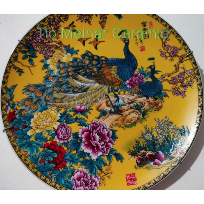 Jual Keramik Pajangan Piring Antik Cina Kansai Yellow Motif Burung ...