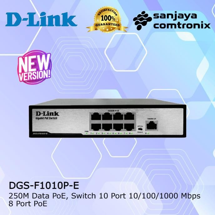 Jual D-Link DGS-F1010P-E 250M Data PoE Switch Gigabit 8 Port dan 2 ...