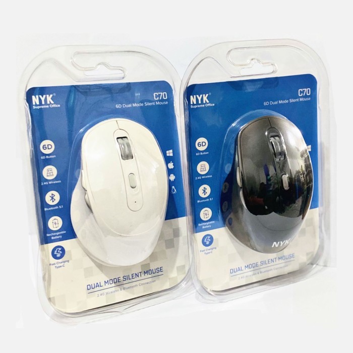 Jual NYK C70 Mouse Wireless & Bluetooth Silent Click Rechargeable ...