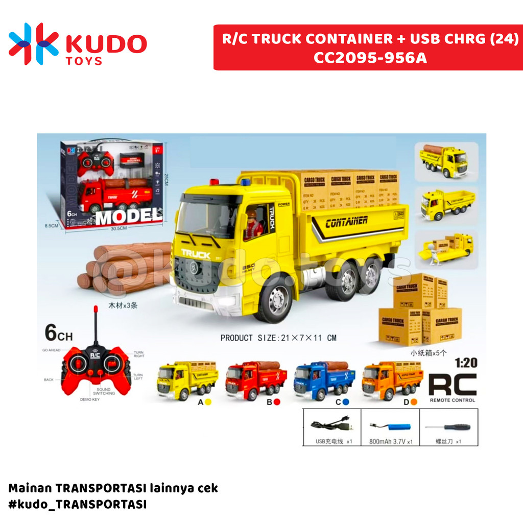 Jual Kudo Toys - Mainan Anak R/C TRUCK CONTAINER + USB CHRG (24) CC2095 ...