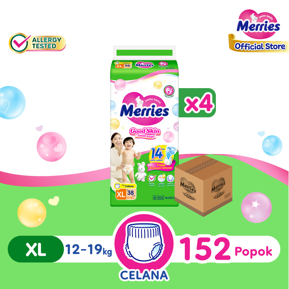 Jual Merries Good Skin Popok Bayi XL 38 Pcs x 4 | Shopee Indonesia