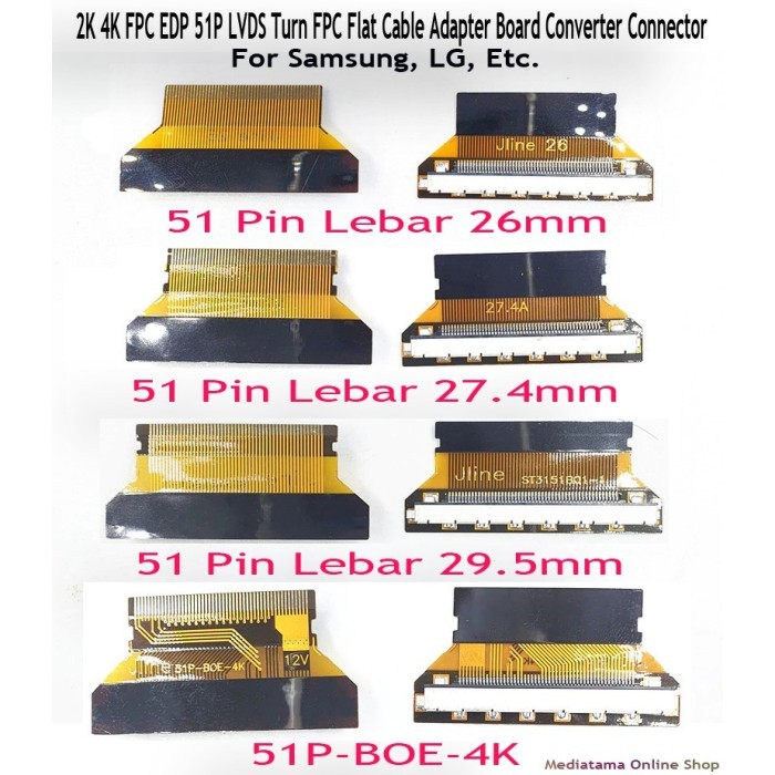 Jual Board Converter Connector 2K 4K FPC EDP 51 Pin ke LVDS FPC Flat ...