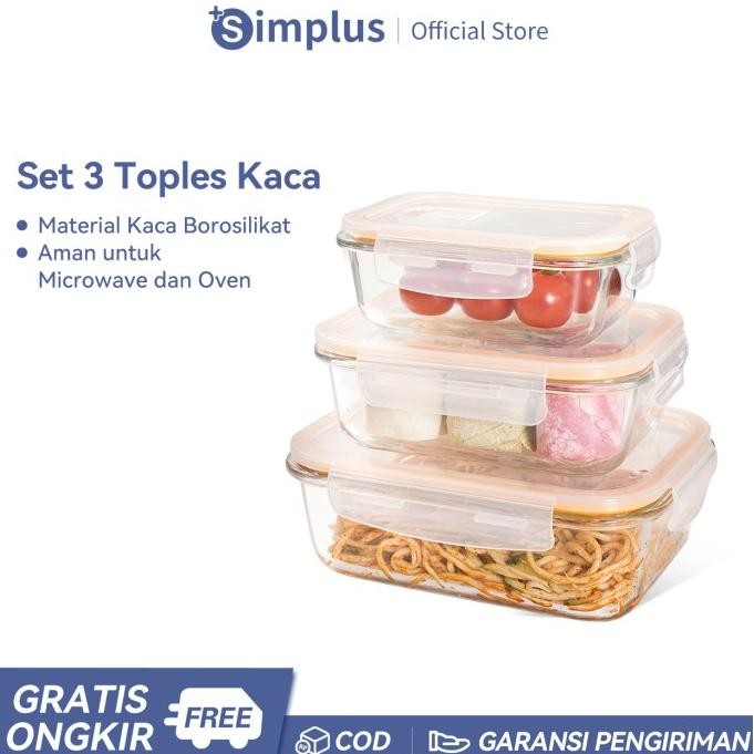 Jual SIMPLUS X INSSA SET TOPLES MPASI KACA KOTAK PENYIMPANAN MAKANAN ...