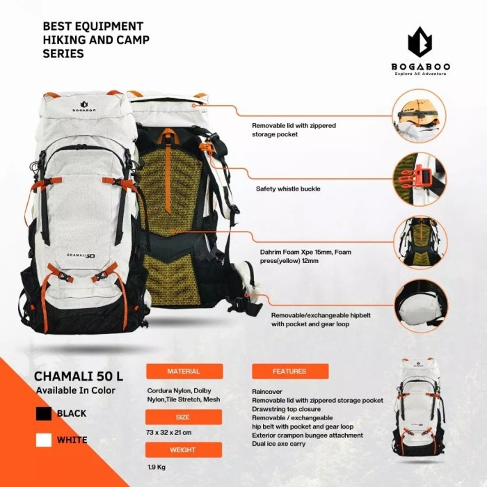 Jual Tas Gunung Ultralight Waterproof Lightweight Carrier Keril Backpack Bogaboo Chamali 50 ...