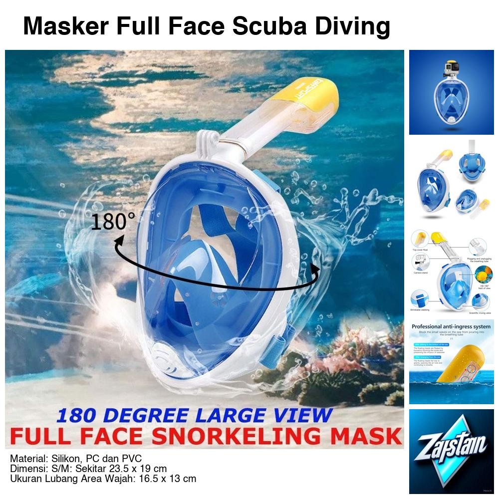 Jual Masker Full Face Scuba Diving Snorkeling Action Cam Mount S/M ...