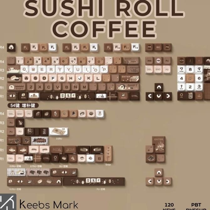 Jual Sushi Roll Coffee MOA Profile Keycaps PBT Dyesub 120 Keys ...