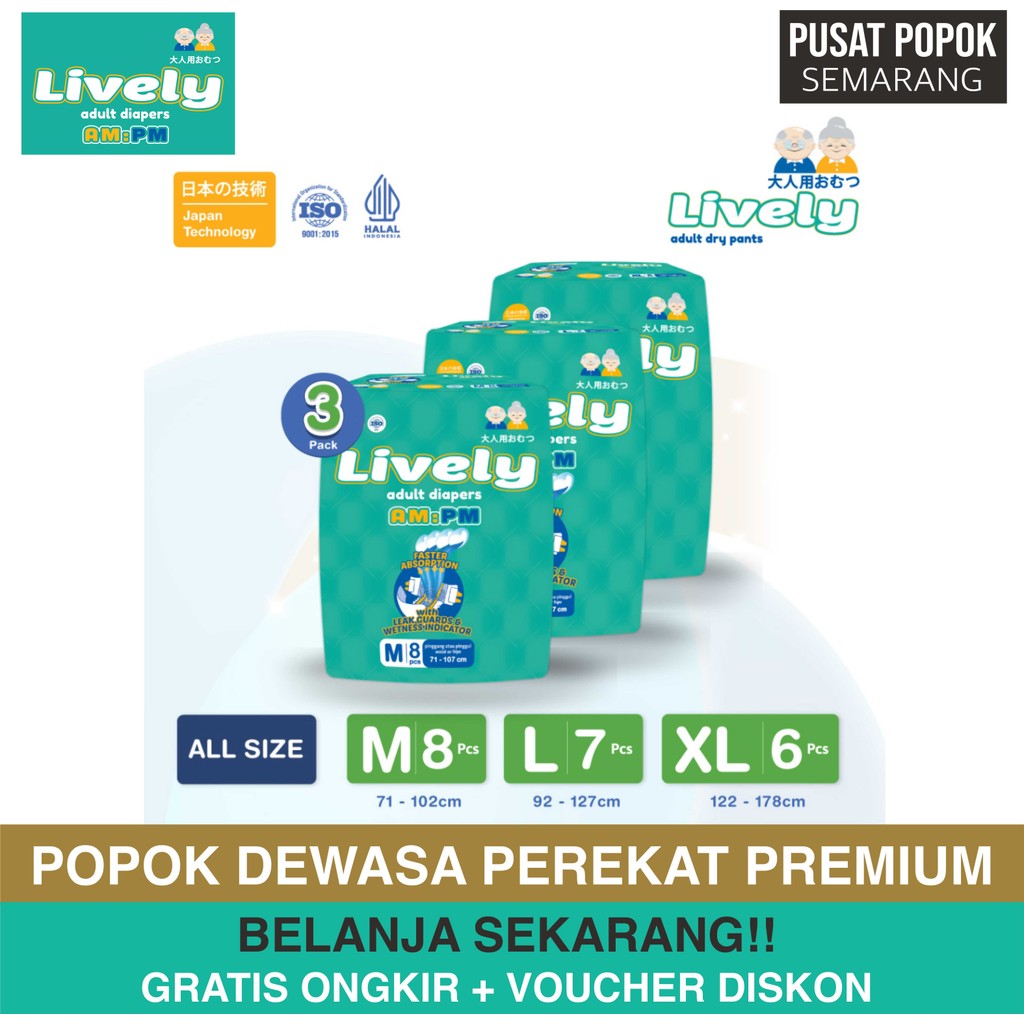 Jual LIVELY Popok Perekat Dewasa Siang Malam M8 L7 XL6 - Adult Diapers ...