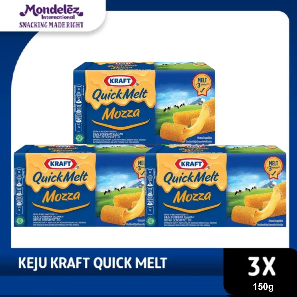 Jual Kraft Quick Melt Mozza Cheese 150g - triple pack | Shopee Indonesia