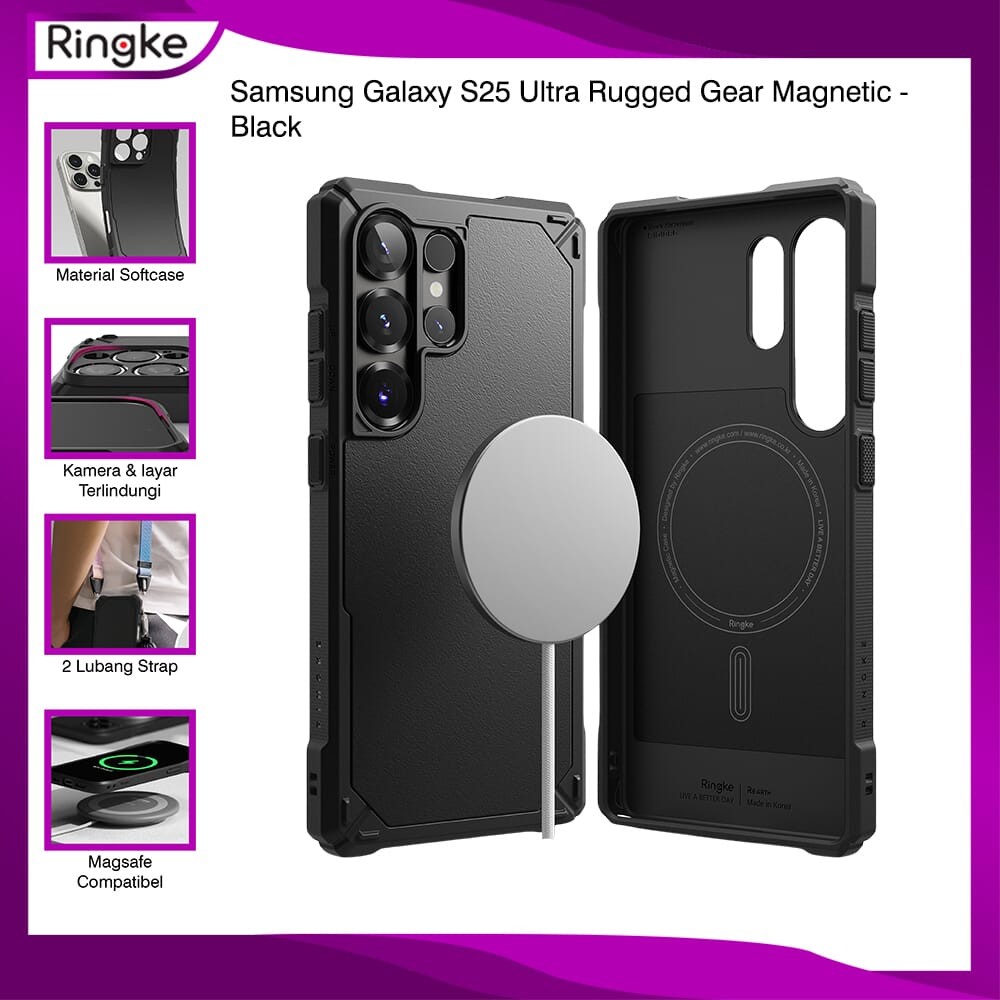 Jual Ringke Samsung S25 Ultra Rugged Gear Magnetic Black Casing Softase ...