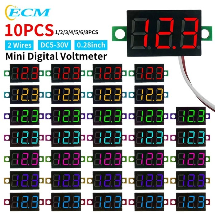 Jual 2 Wires Mini Digital Voltmeter Module Volt Meter 0.28 Inch LED ...