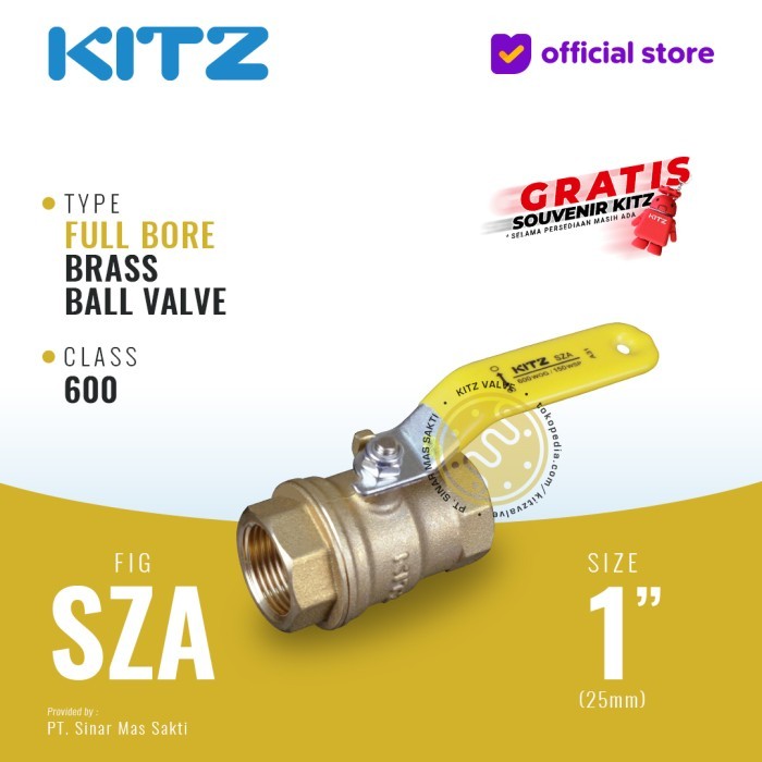 Jual KITZ Full Port Ball Valve Fig. 600 SZA , 1" - 25A - 25mm , Drat Screw | Shopee Indonesia