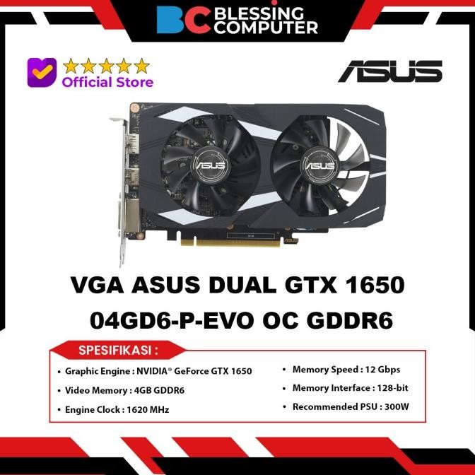 Jual VGA ASUS DUAL GTX 1650 04GD6-P-EVO OC GDDR6 | Shopee Indonesia