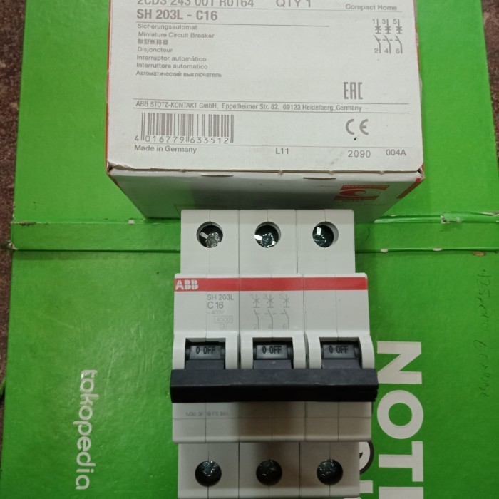 Jual Banting Harga Mcb Abb 3P 16A Sh 203L - C16 Original Best | Shopee Indonesia