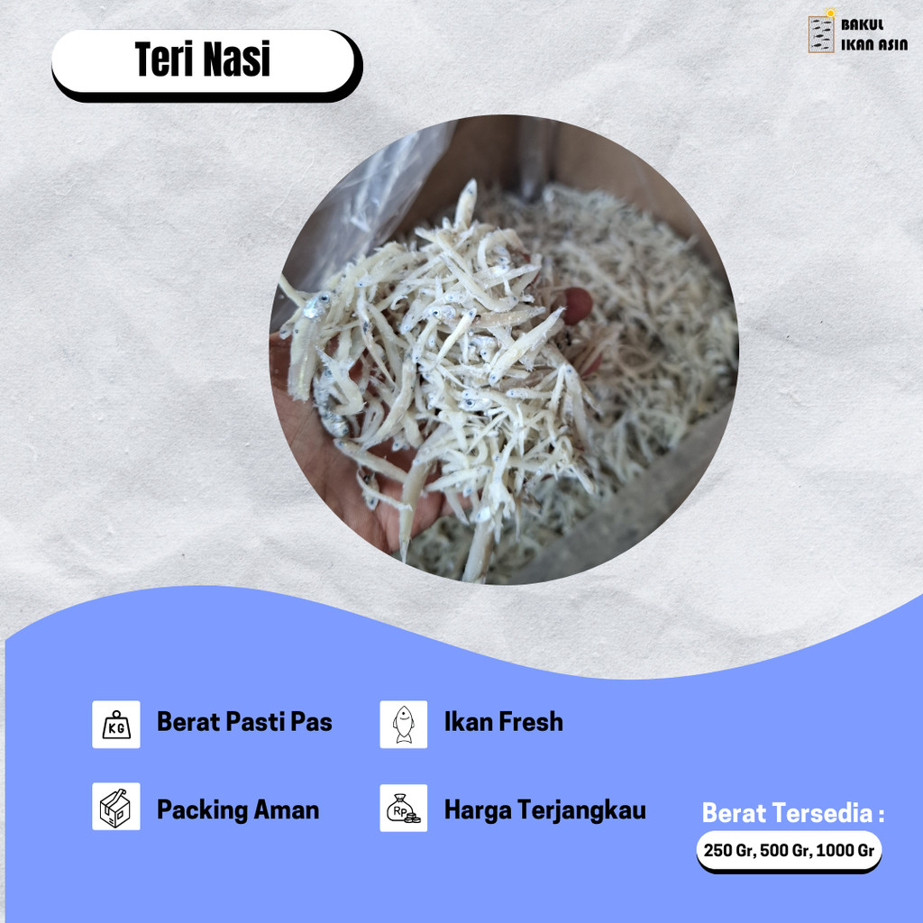Jual (COD) TERI NASI ASIN KUALITAS PREMIUM KERING GURIH KEMASAN 250GR ...
