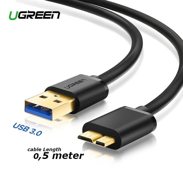 Jual Ugreen USB3.0 to Micro B HDD external cable BLACK 0,5m-10840 ...
