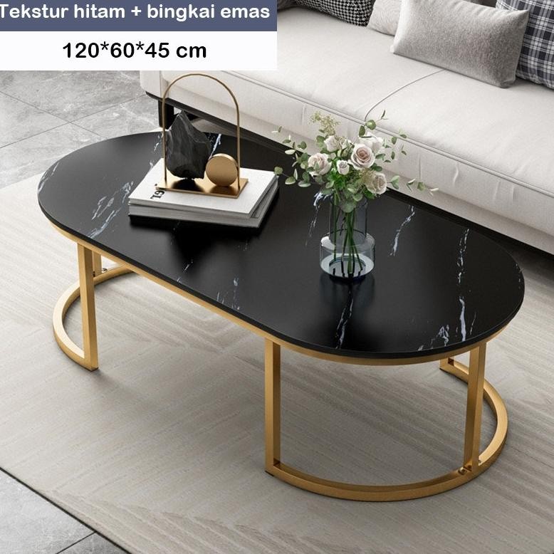Jual Meja Tamu oval marble gold meja coffee table meja oval marble gold ...