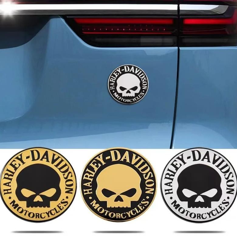 Jual Large 3D Metal Skull Skeleton Sticker For Harley Davidson ...