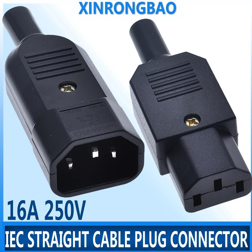 Jual 16A 250V IEC Straight Cable Plug Connector C13 C14 Female Male ...