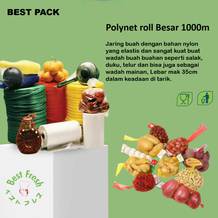 Jual BARU jaring buah / polynet roll besar merk best fresh (1000m ...