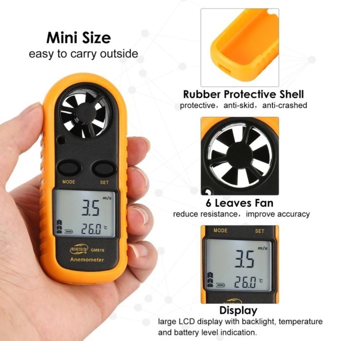 Jual Termurah Digital Anemometer With Thermometer Alat Ukur Kecepatan ...