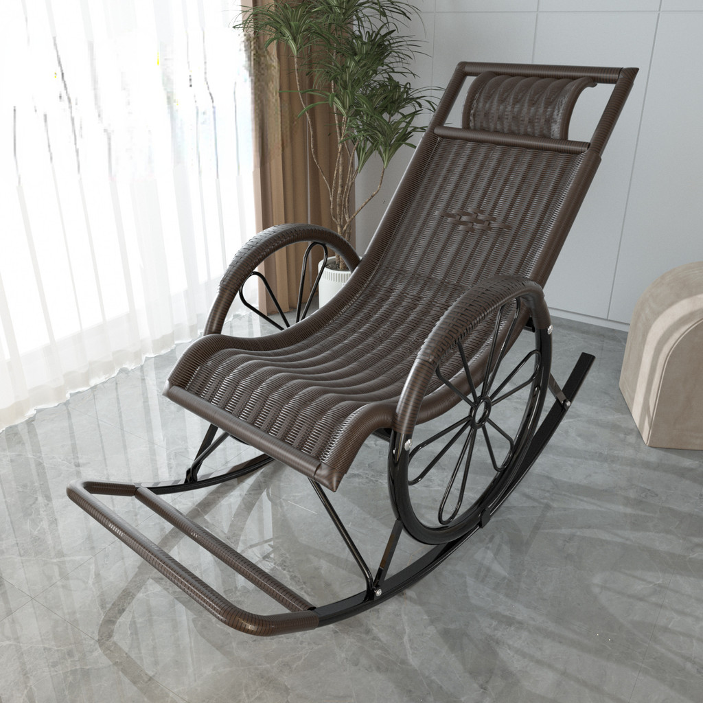 Jual Balcony home rattan lazy chair rocking chair rattan chair | Shopee ...