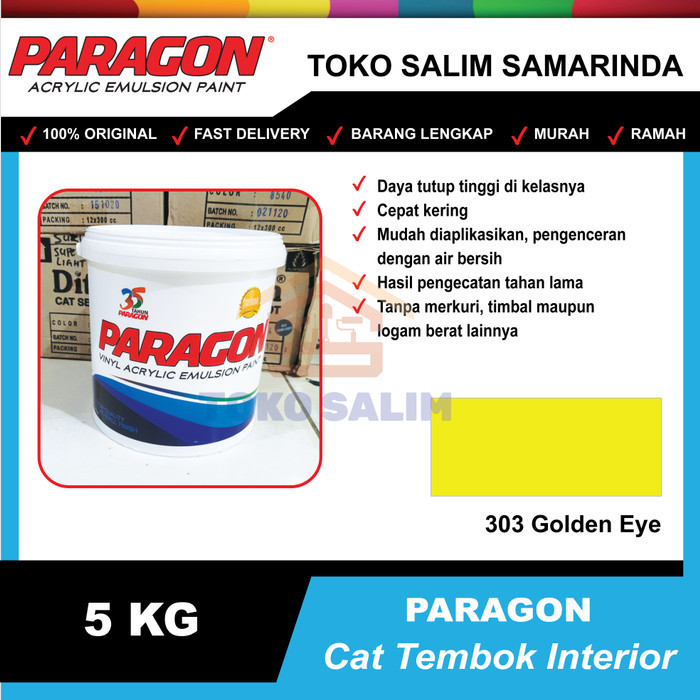 Jual ```````] Cat Tembok Interior Paragon 5Kg - 303 Golden Eye | Shopee ...