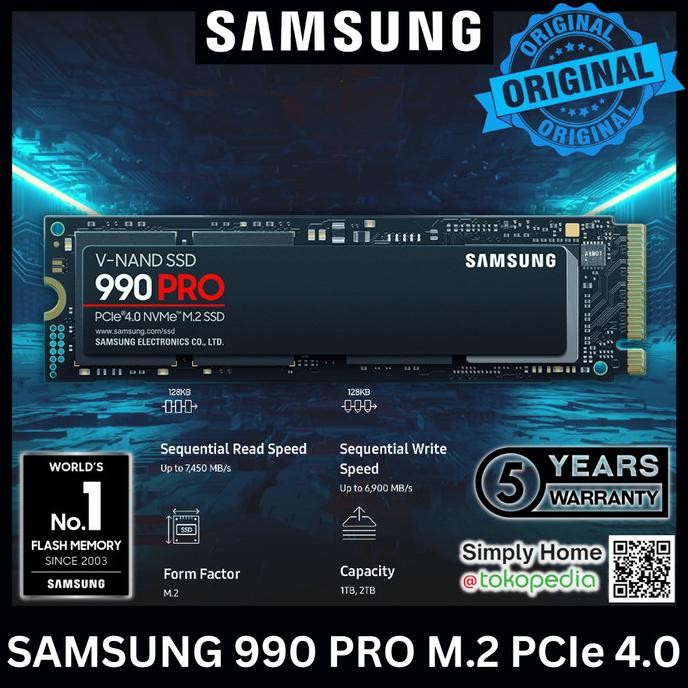 Jual Ssd Samsung 990 Pro 1Tb 2Tb Nvme M.2 Gen 4.0 Ps5 Pc Laptop Gaming Bnib Original Dan ...