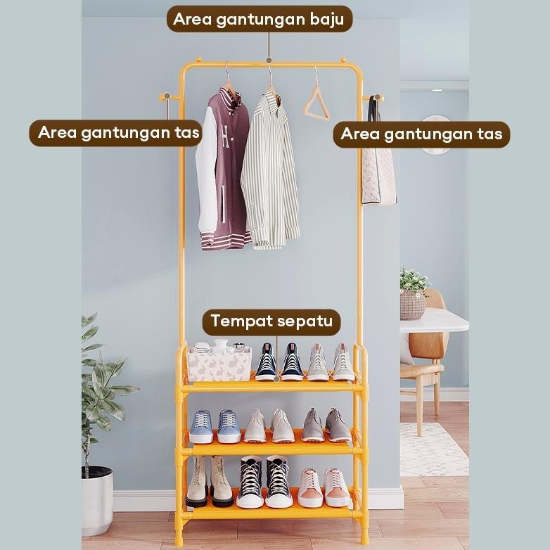 Jual Rak Gantungan Baju Berdiri 3 Susun Rak Penyimpanan Pakaian Berdiri ...
