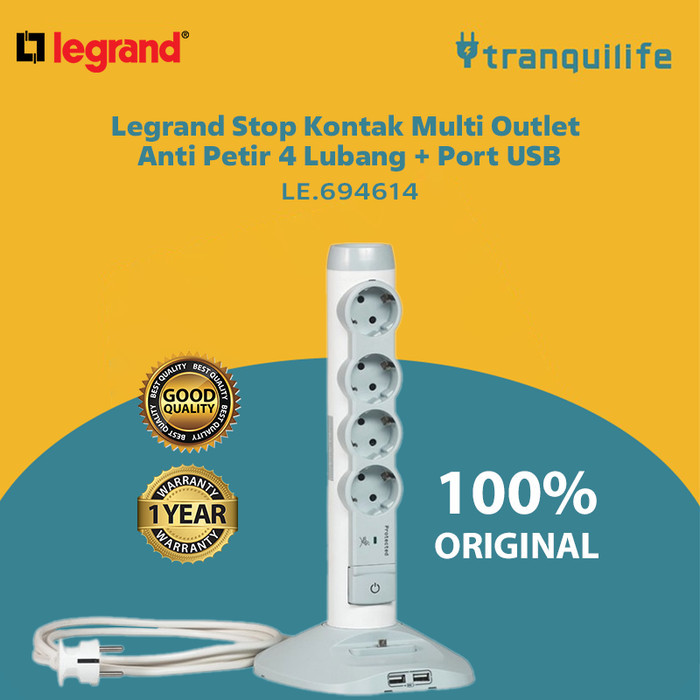 Jual Colokan Listrik TOWER MOE 4X2P+E Kabel Extension Legrand Stop ...