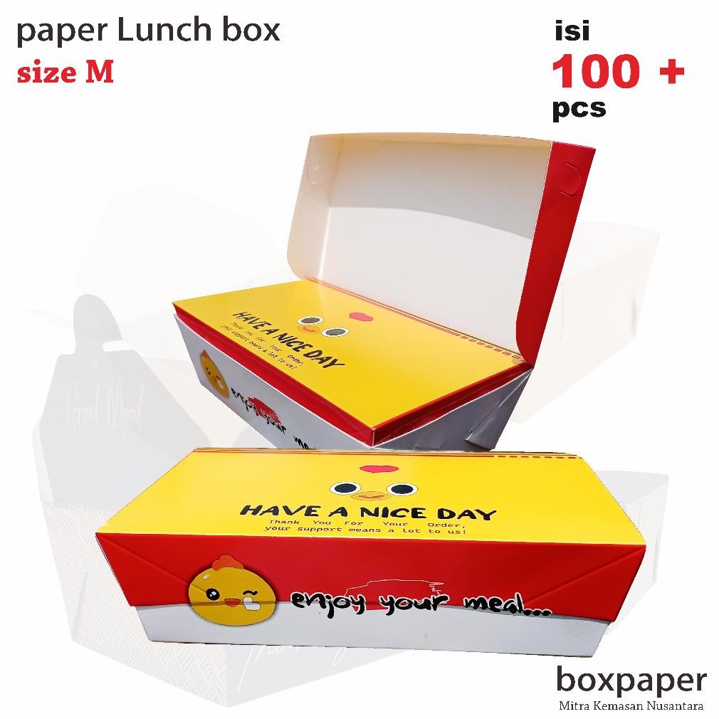 Jual TERMURAH Paper Lunch Box size M ( KFC isi 100 pcs) Bahan Duplek ...