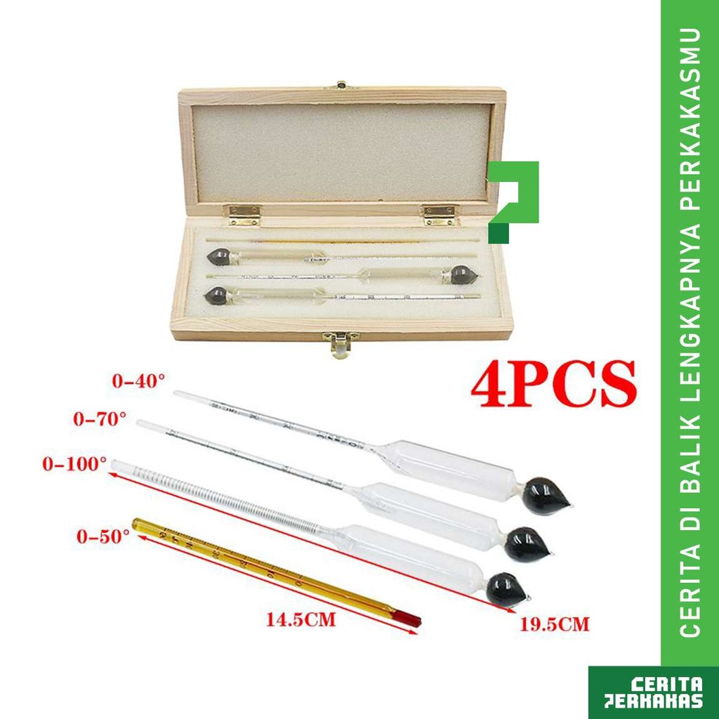 Jual Alkoholmeter Hydrometer 4 in 1 CP / Alcohol Meter Alat Uji Kadar ...