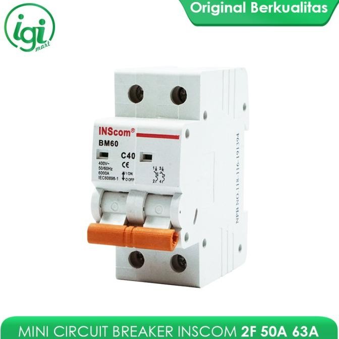 Jual terbaru mcb listrik inscom 2p 50a 63a / mini circuit breaker 2 phase 2 pole | Shopee Indonesia