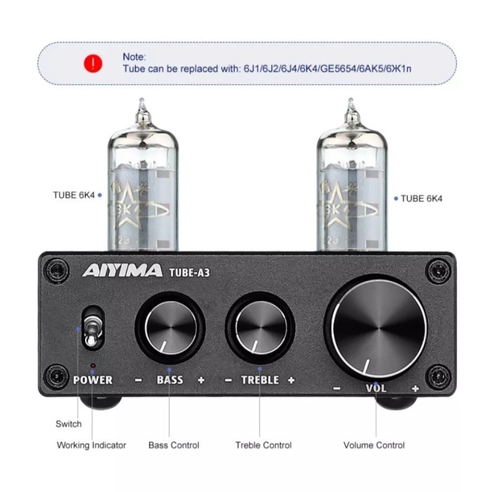 Jual AIYIMA TUBE-A3 Tube Preamp with Bass & Treble Adjustment RCA Input | Shopee Indonesia
