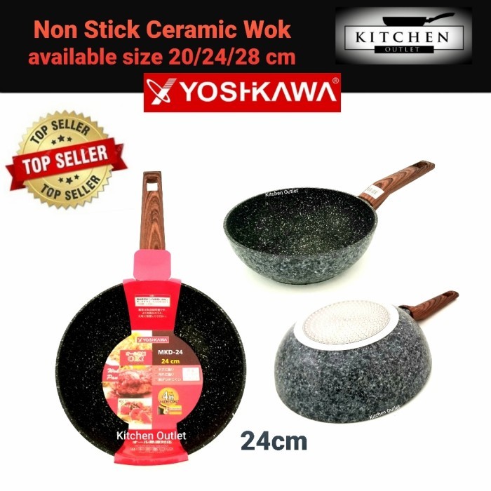 Jual Yoshikawa Wok Pan Ceramic Non Stick Pan Anti Lengket | Shopee Indonesia